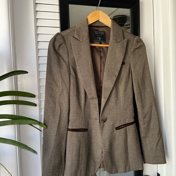 Guess | Jackets & Coats | Guess Stretch Brown Blazer | Poshmark